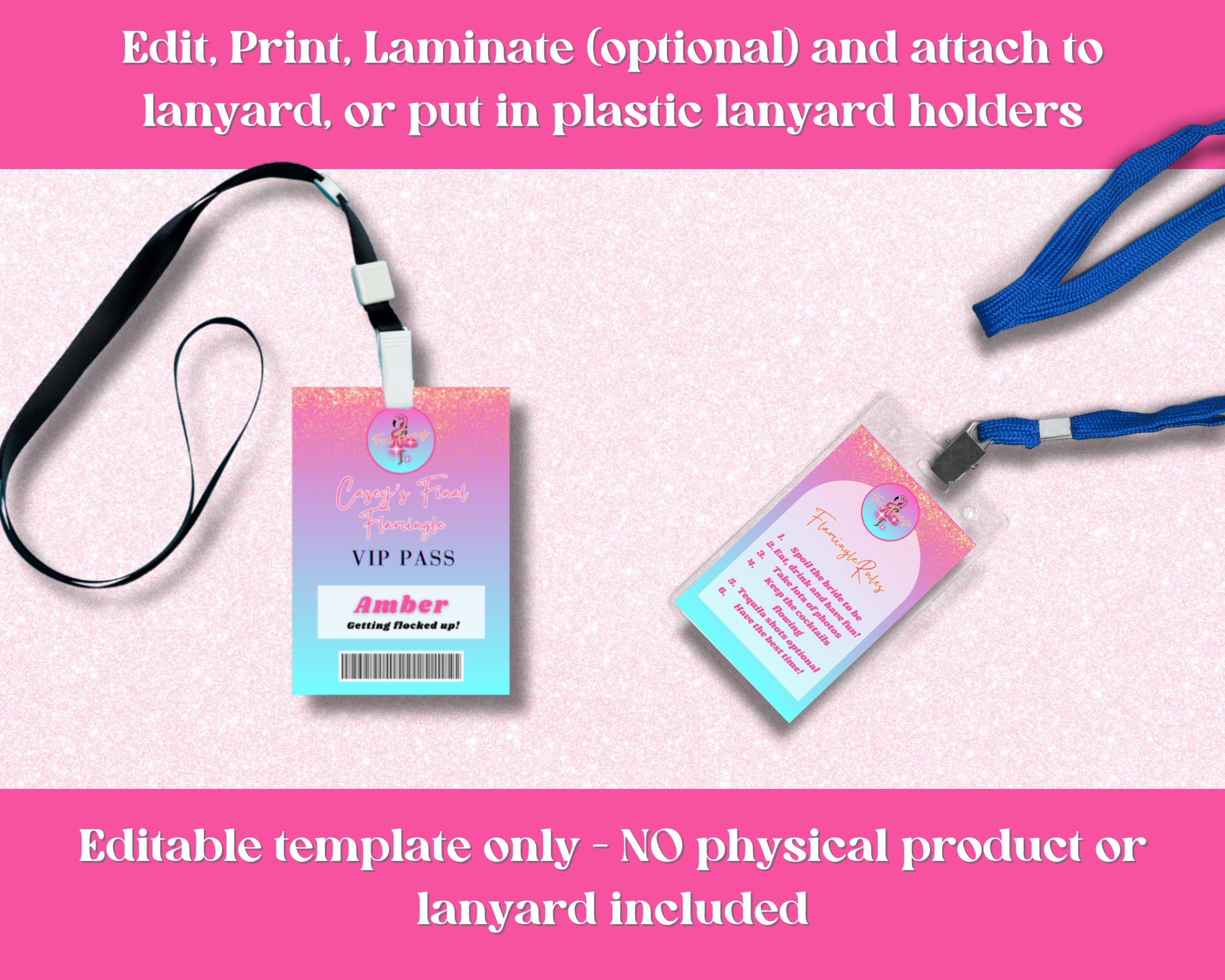 Editable Final Flamingle Bachelorette Party Printable Lanyard Canva ...