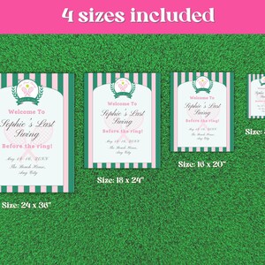 Last Swing Tennis Preppy Hen Party Bachelorette Welcome Signs Editable ...