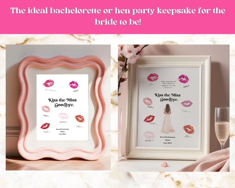 Kiss the Miss Goodbye Editable Bachelorette Hen Party Keepsake ...