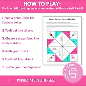 Bachelorette Cocktail Builder Fortune Teller Cootie Catcher Chatterbox ...