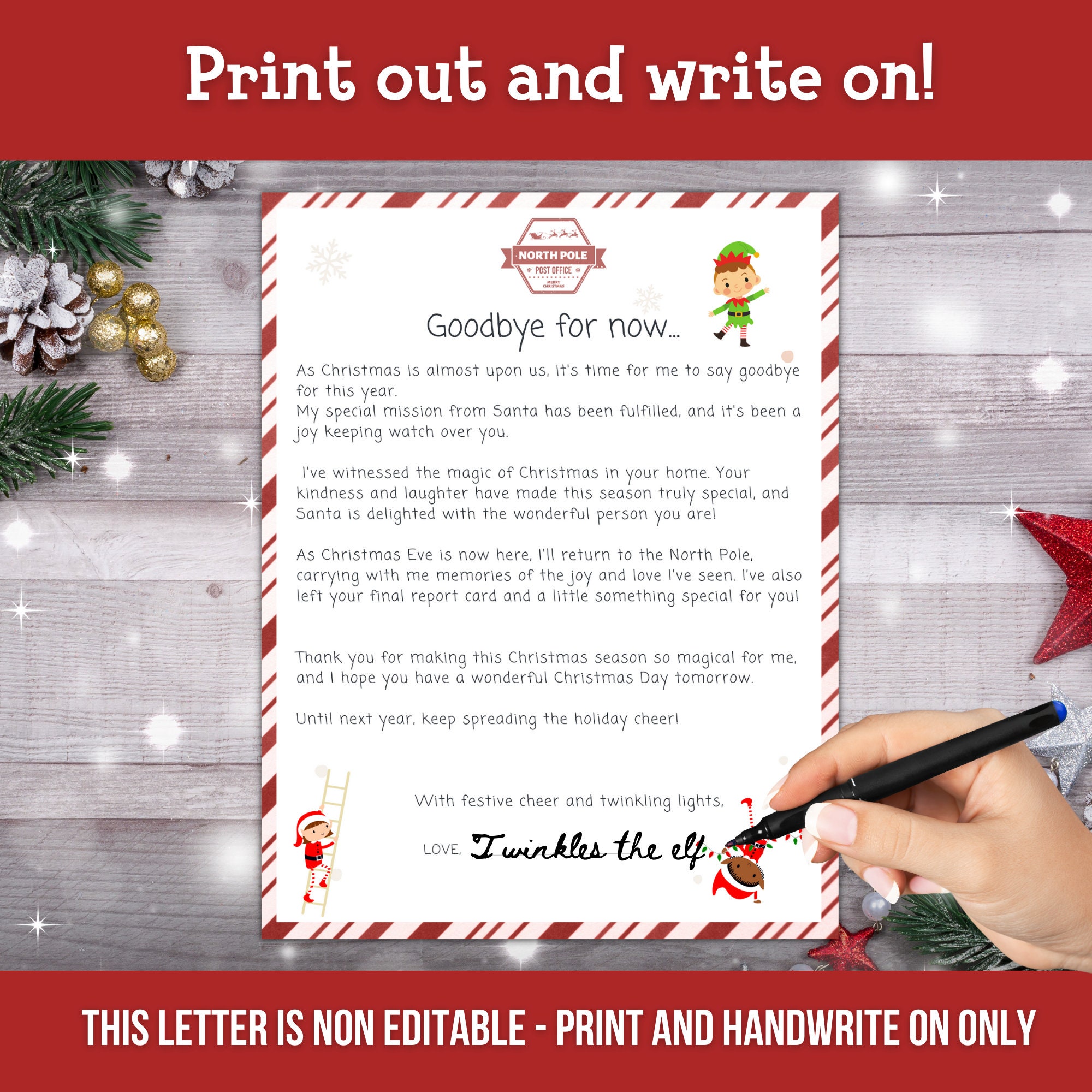Christmas Elf Goodbye Letter, Christmas Elf Departure, Going Away ...