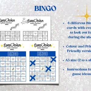 Eurovision Party Games Bundle 2025 Eurovision Sweepstake Trivia Bingo ...