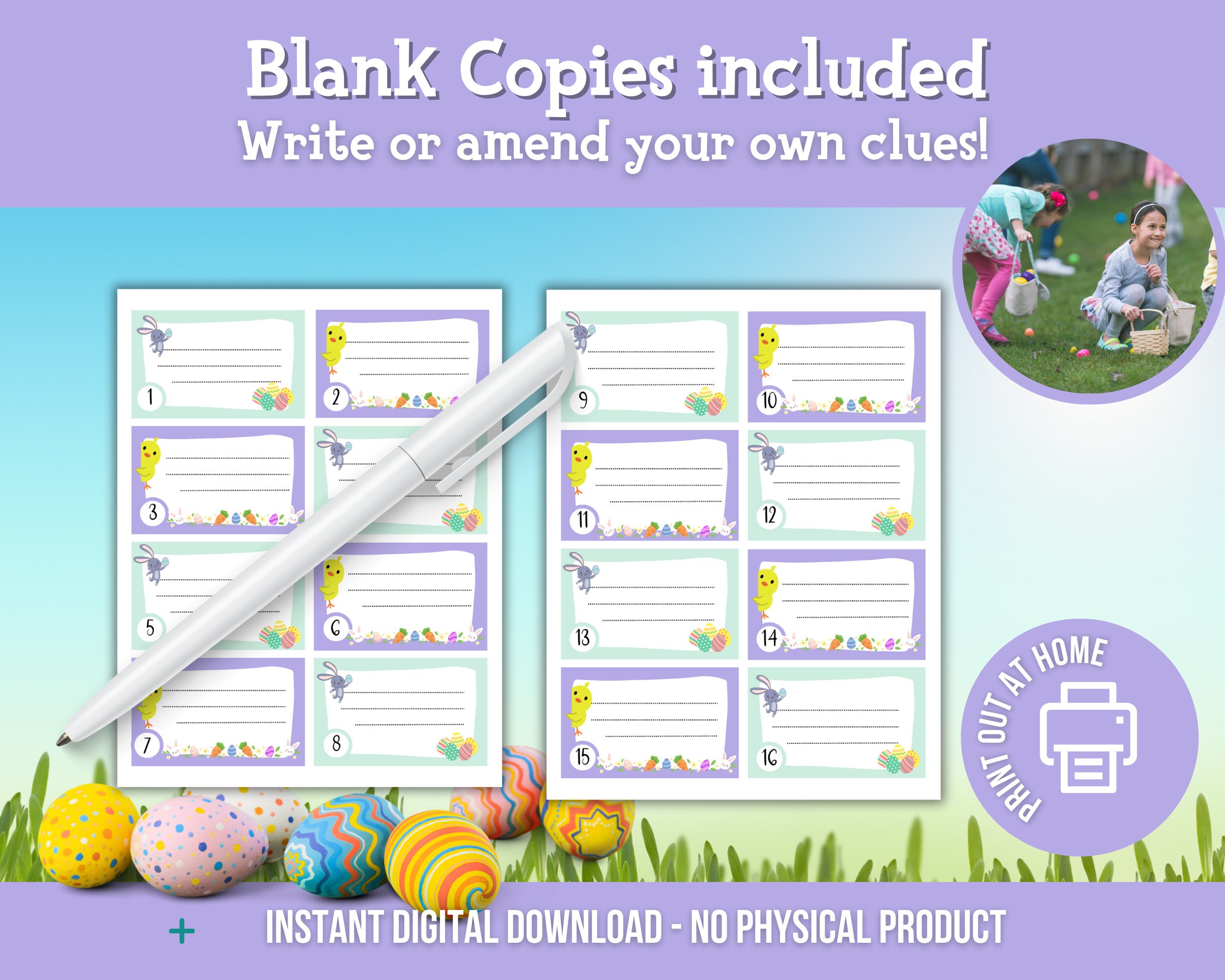 Easter Outdoor Scavenger Hunt for Kids Printable, Easter Egg Hunt Kids ...