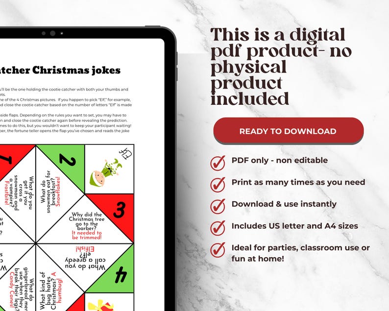 Christmas Fortune Teller Cootie Catcher: Holiday Jokes, Scavenger Hunt ...