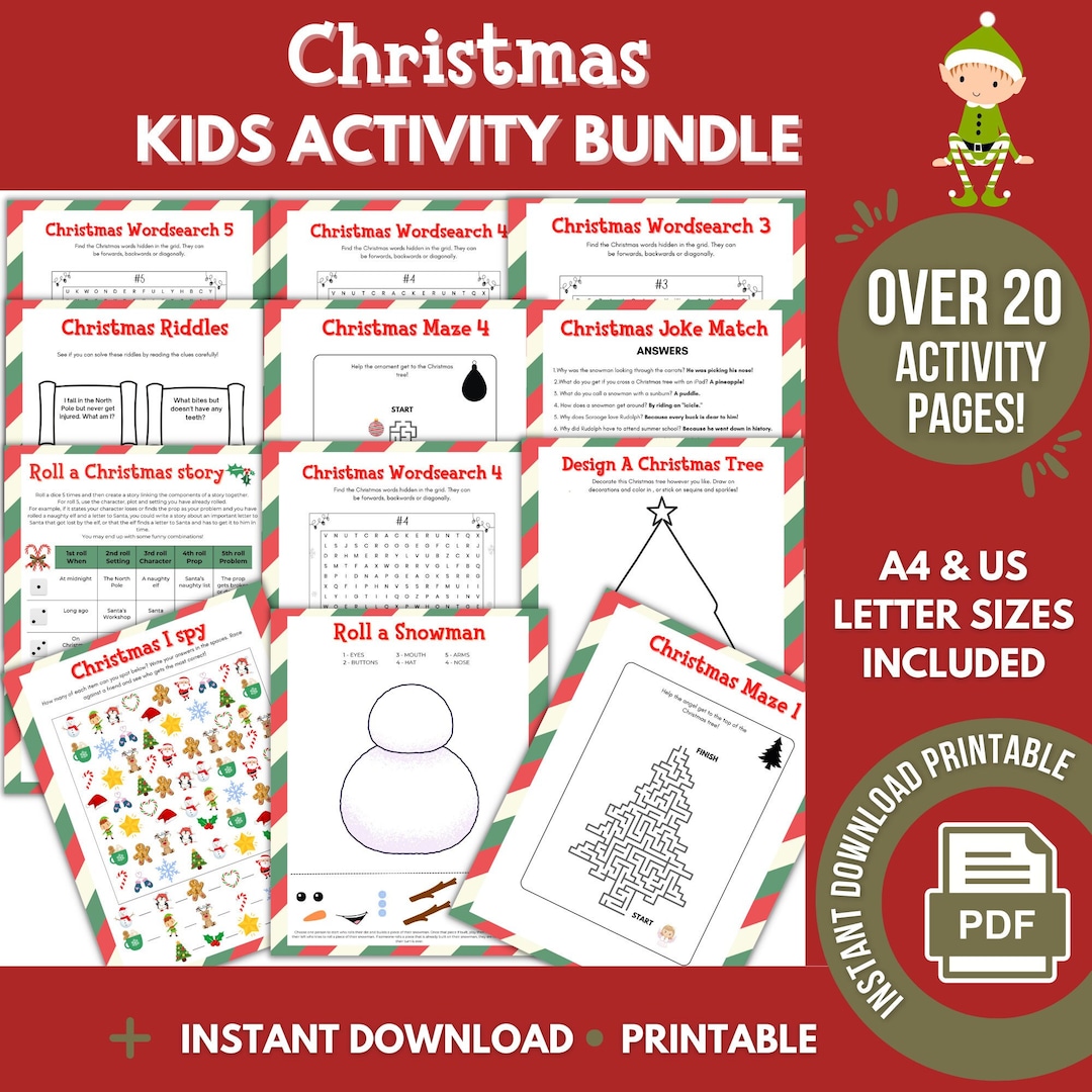 Christmas Kids Printable Activity Bundle Classroom Activities ...