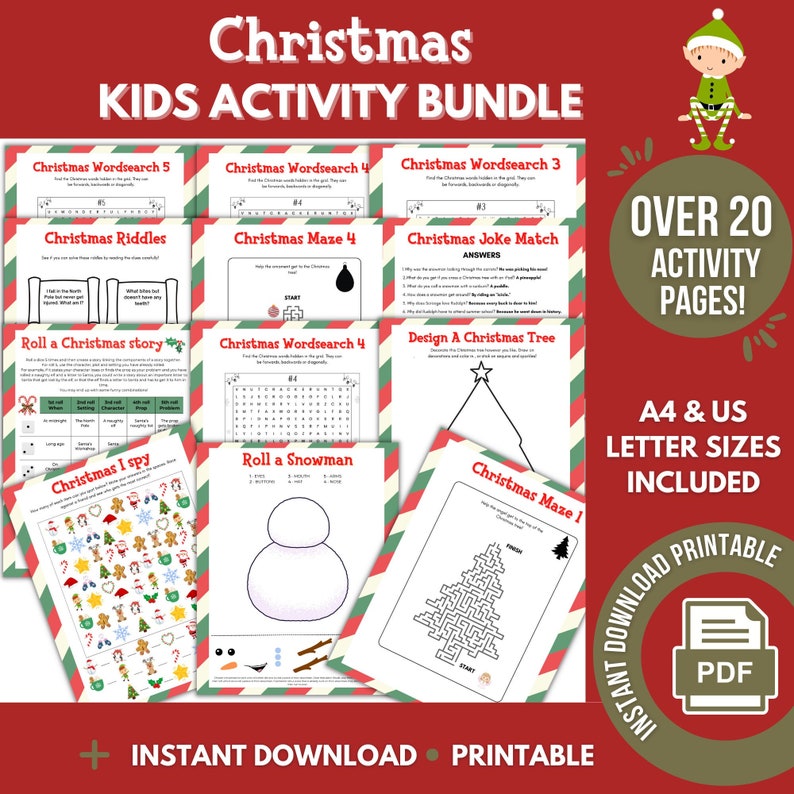 Christmas Kids Printable Activity Bundle Classroom Activities ...
