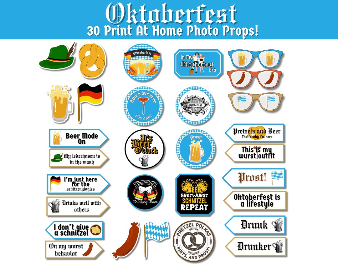 Oktoberfest Photo Booth Props: 30 Funny Bavarian Signs (printable PDF ...