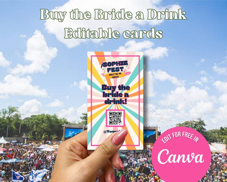 Editable Buy the Bride A Drink Music Festival Hen Party Bachelorette ...