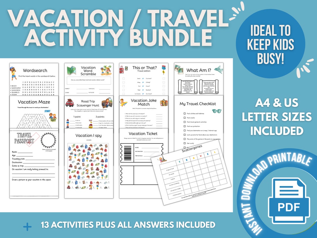 Printable Travel Games Roadtrip Activity Vacation Word Games Puzzles ...