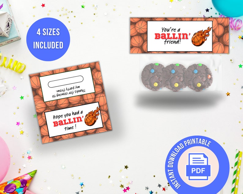 Basketball Birthday Party Treat Bag Toppers for Kids, Boys Party, Tags ...