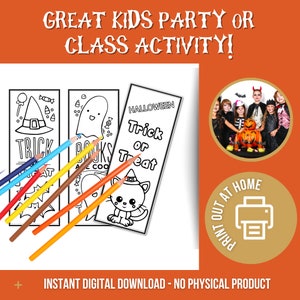Halloween Bookmarks for Kids Color in Designs Classroom Activity Set of ...