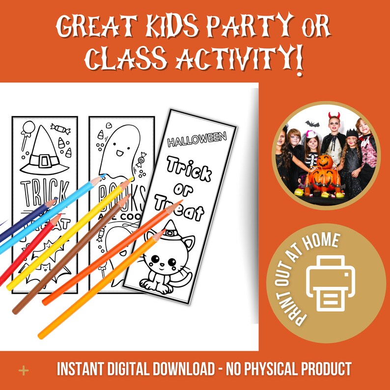 Halloween Bookmarks for Kids Color in Designs Classroom Activity Set of ...