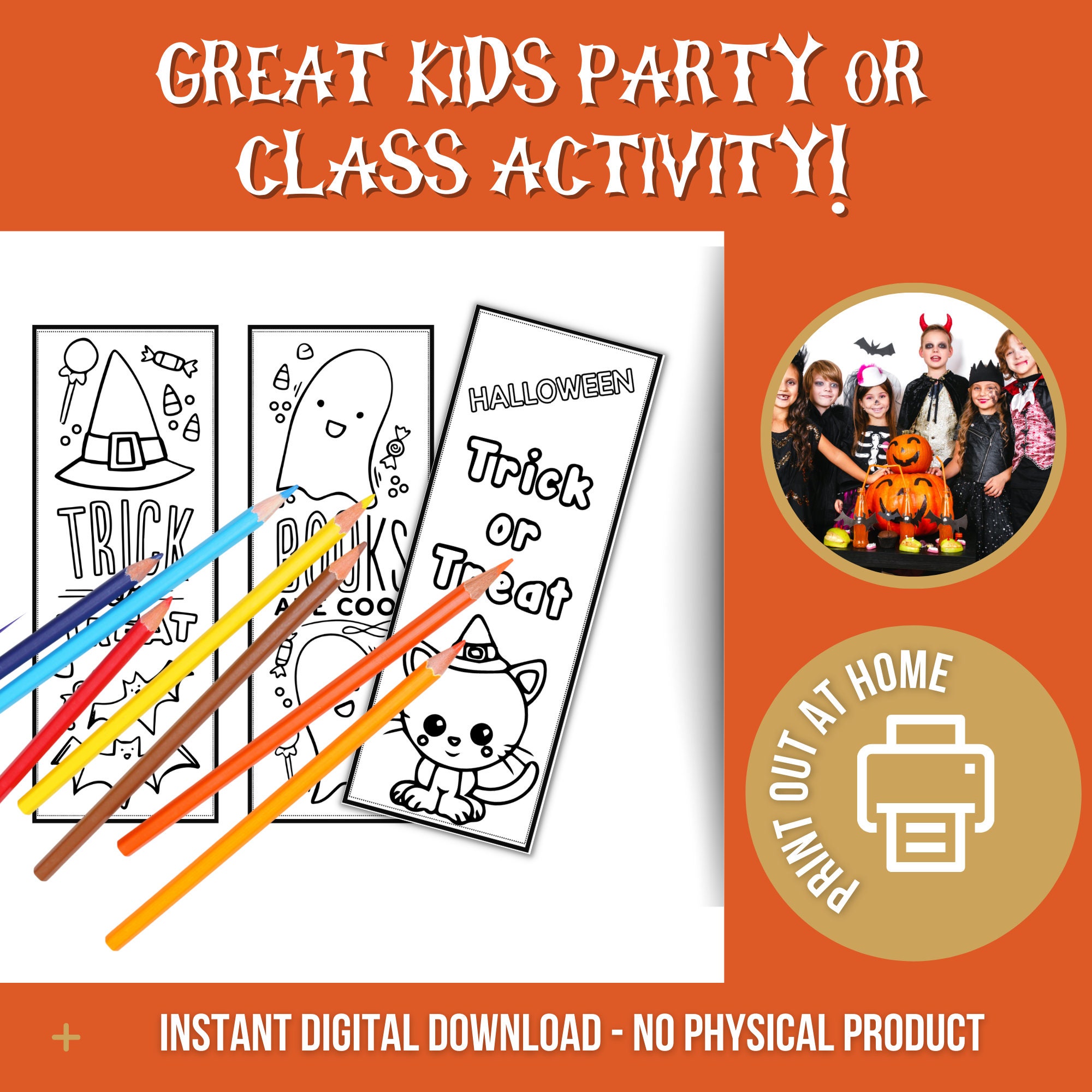 Halloween Bookmarks for Kids Color in Designs Classroom Activity Set of ...