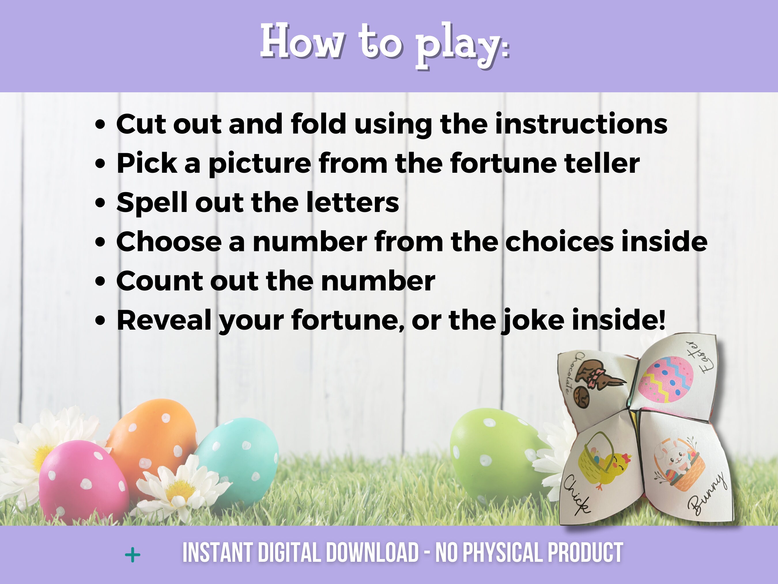 Easter Fortune Teller, Cootie Catcher, Chatterbox, Party Favor, Kids ...