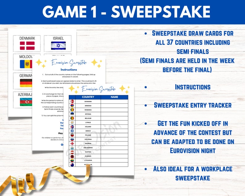 Eurovision Party Games Bundle 2024 Eurovision Sweepstake Trivia Bingo ...