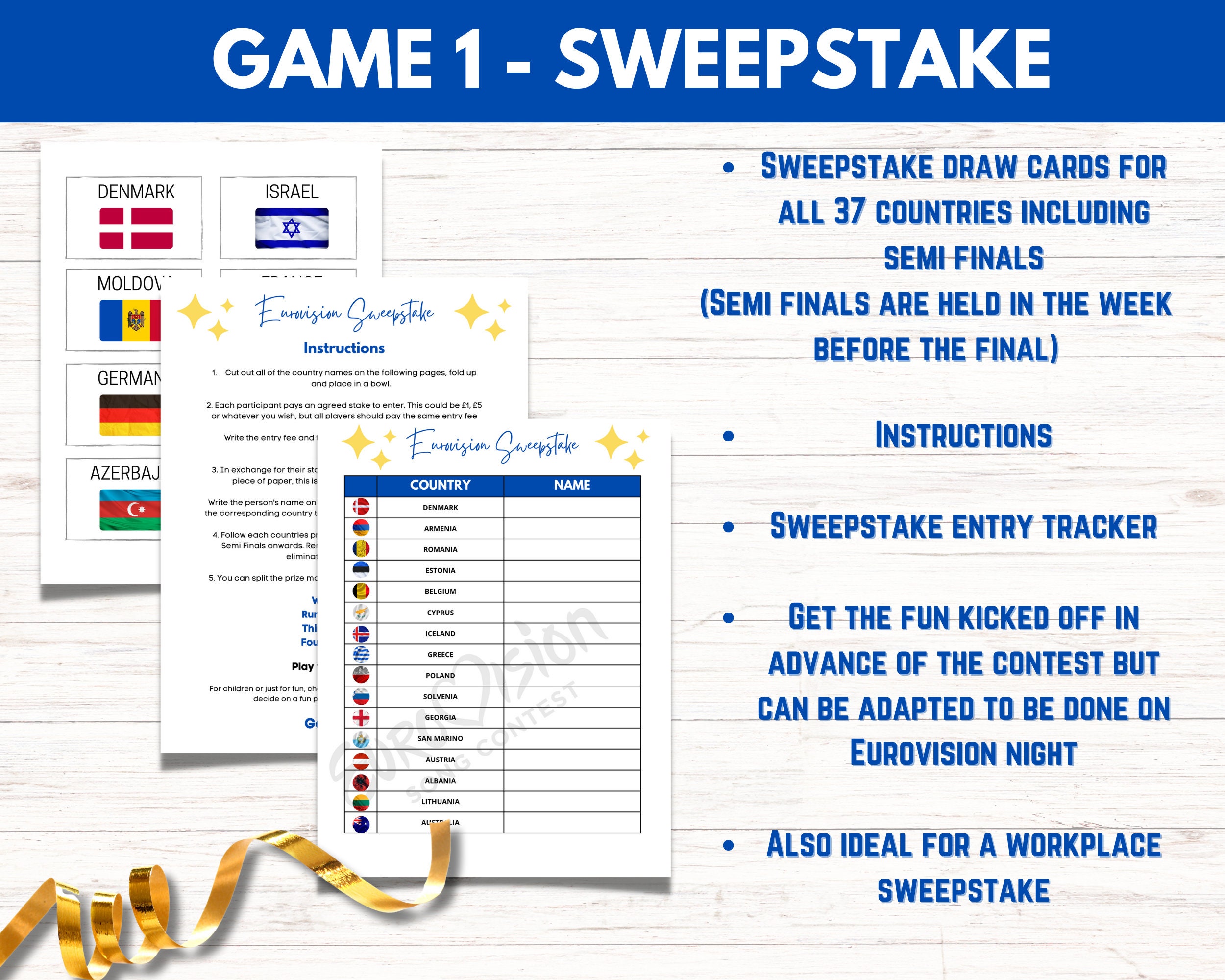 Eurovision Party Games Bundle 2024 Eurovision Sweepstake Trivia Bingo ...