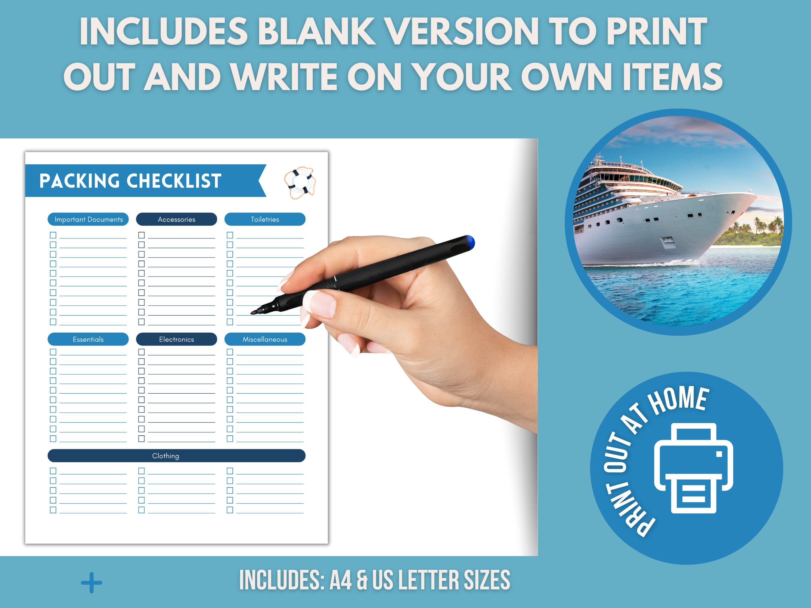 Cruise Packing Checklist Printable Complete and Blank Cruise Packing ...