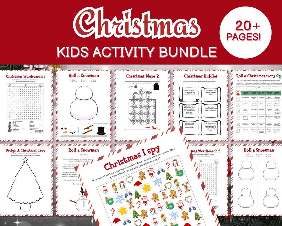 Christmas Kids Activity Bundle: Printable Games, Wordsearch, Mazes ...