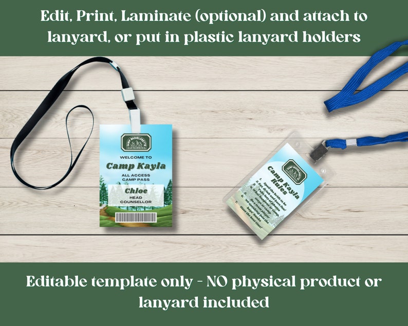 Editable Camp Bachelorette Party Printable Lanyard Canva Template ...