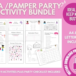 Spa Party Activity Bundle Printable Kids Pamper Party Games Birthday ...