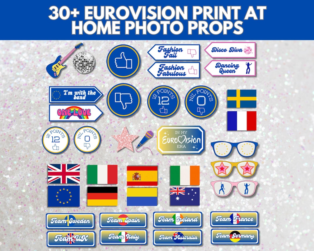 Eurovision 2025 Photo Booth Props: 30+ Party Selfie Signs (print at ...