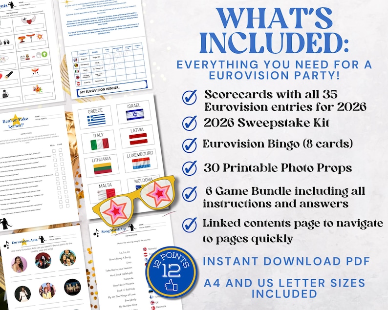 Eurovision Party Games Bundle 2026, Printable Eurovision Watch Party ...