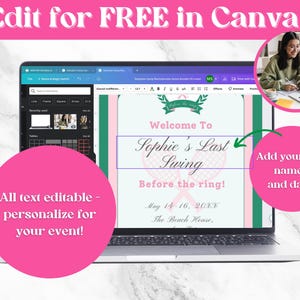 Last Swing Tennis Preppy Hen Party Bachelorette Welcome Signs Editable ...