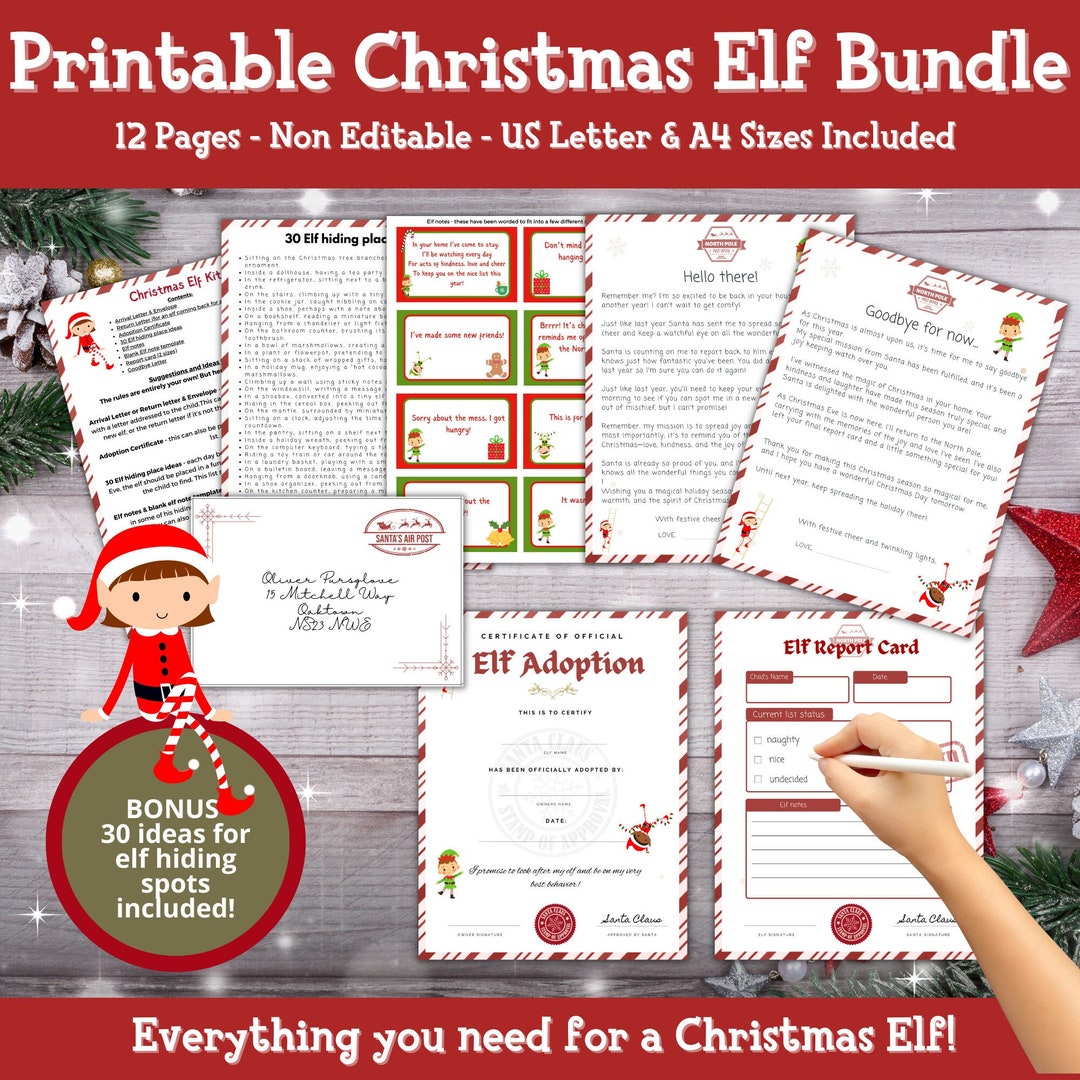 Christmas Elf Bundle Arrival Letter Goodbye Letter Report Elf Notes ...