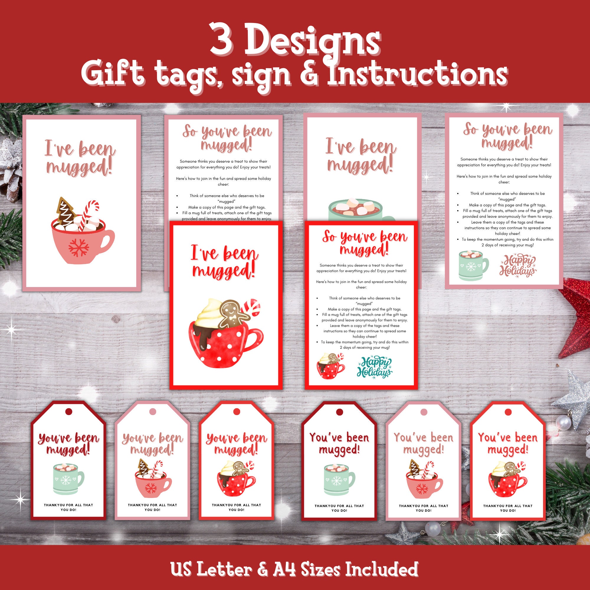 You've Been Mugged Gift Tags Printable Hot Cocoa Tags, Teacher ...