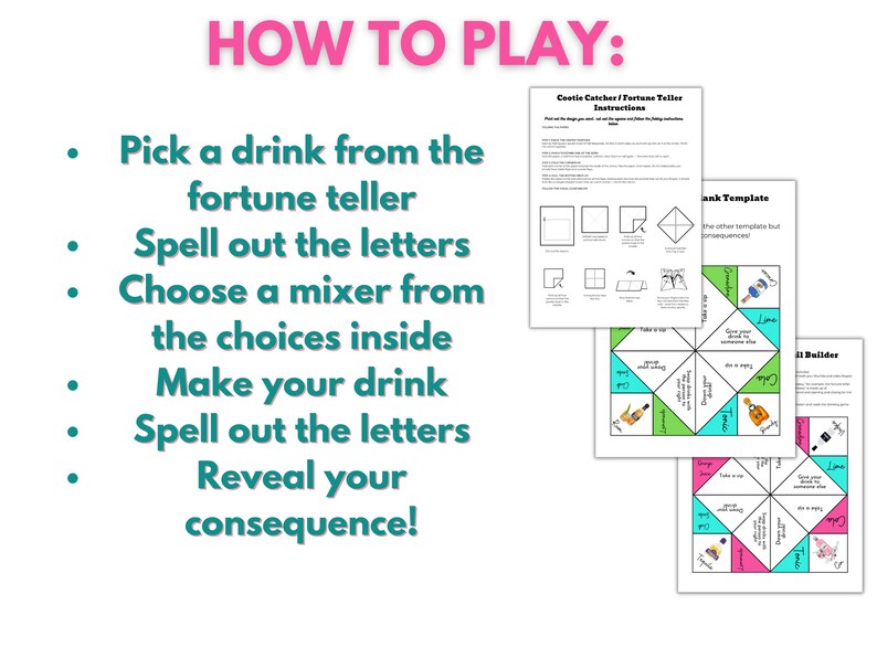 Adult Drinking Game Fortune Teller Cootie Catcher INSTANT - Etsy
