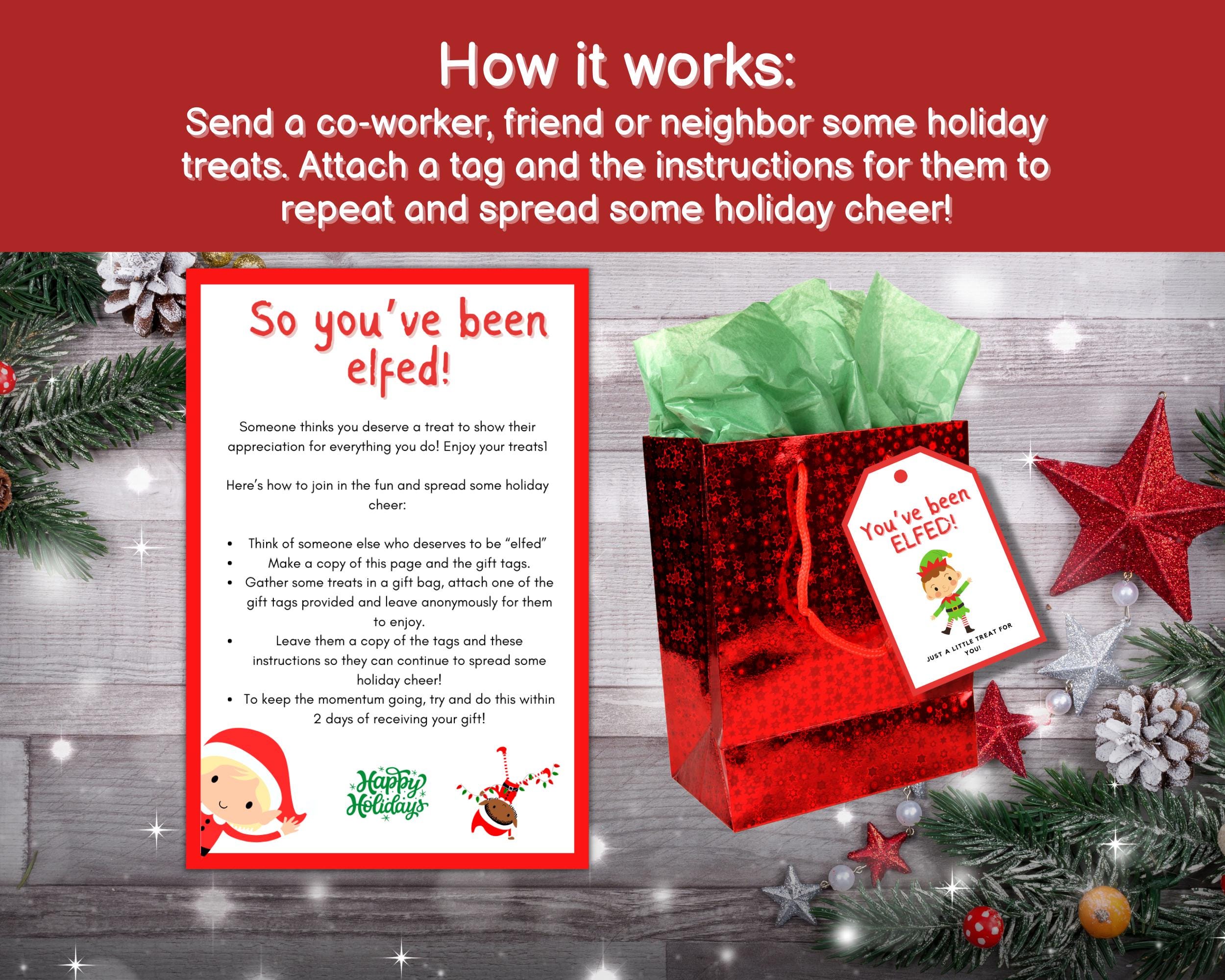 You've Been Elfed Christmas Printable Gift Tags, Teacher Appreciation ...