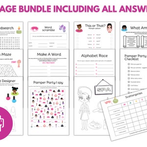 Spa Party Activity Bundle Printable Kids Pamper Party Games Birthday ...
