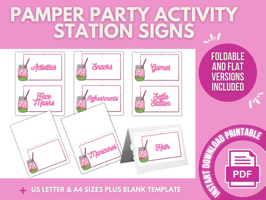 Spa Party Activity Signs, Printable Signs for Pamper Party, Tween ...
