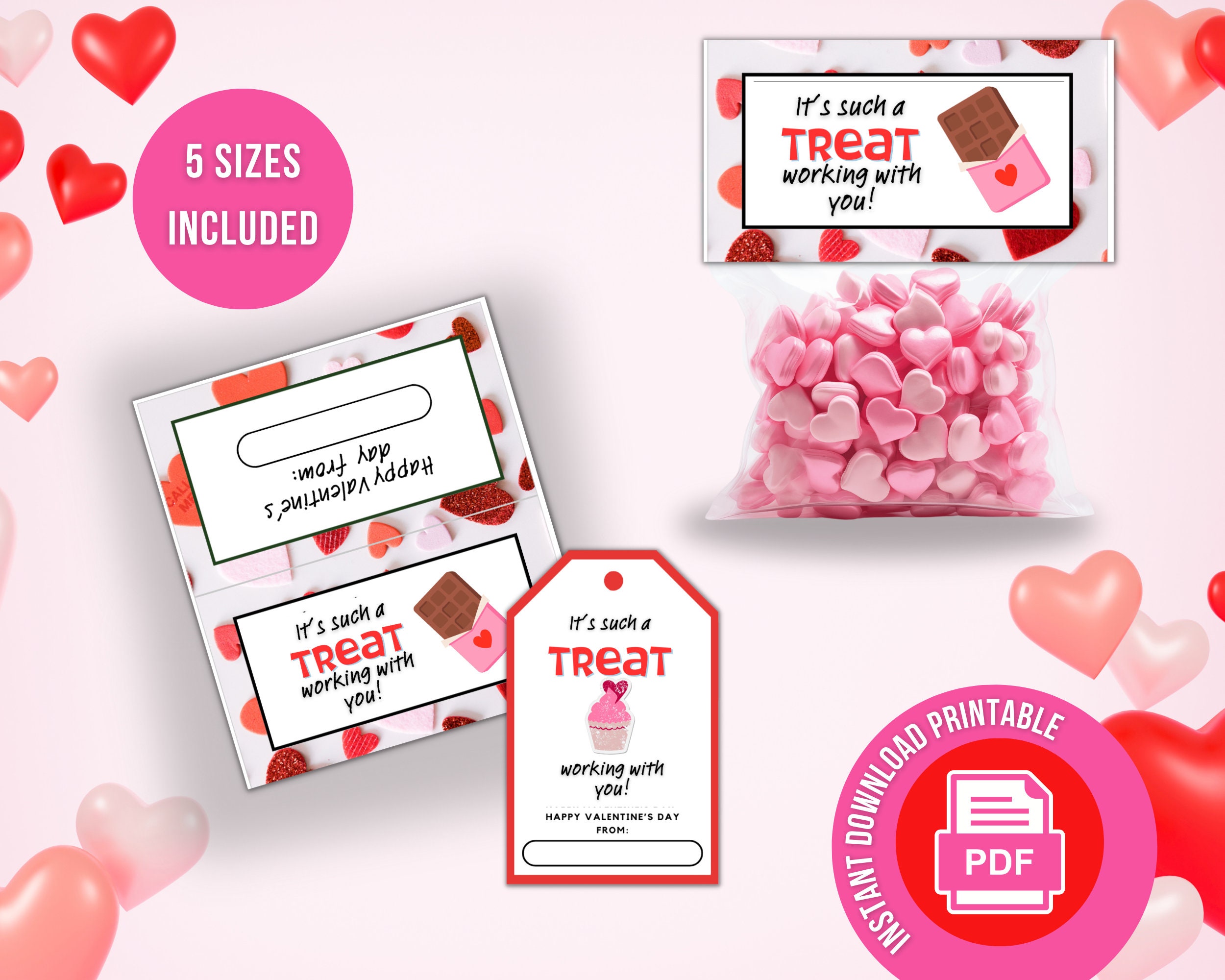 Coworker Valentines Day Treat Bag Toppers Treat Tags, Gift Tags for DIY ...
