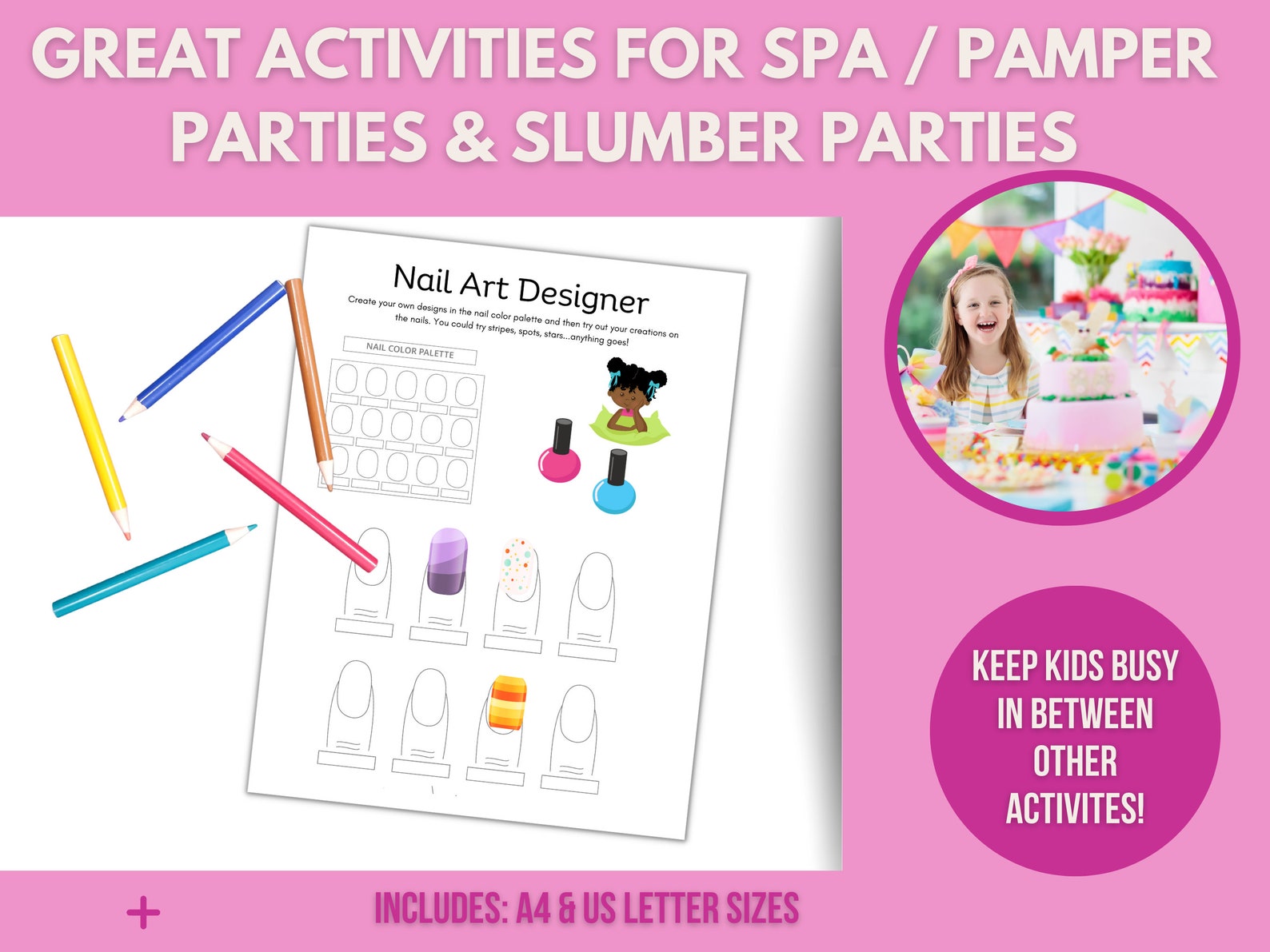 Spa Party Activity Bundle Printable Kids Pamper Party Games Birthday ...