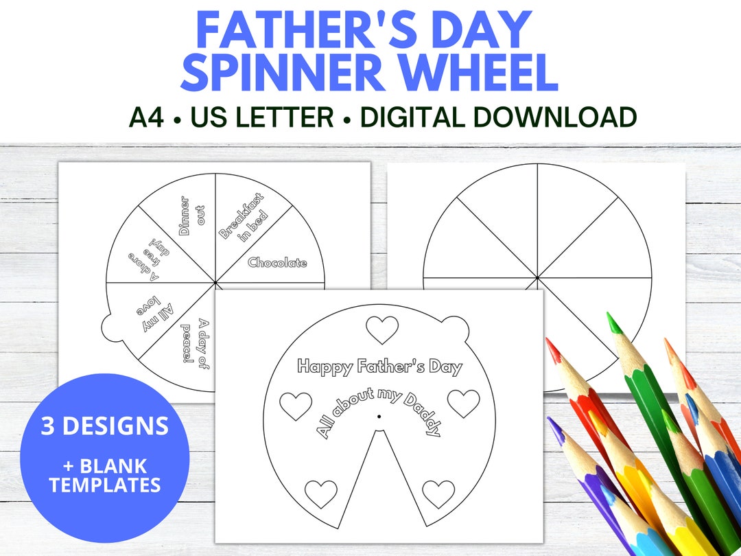 Father's Day Spinner Wheel Craft: Color-in Activity (digital Download ...