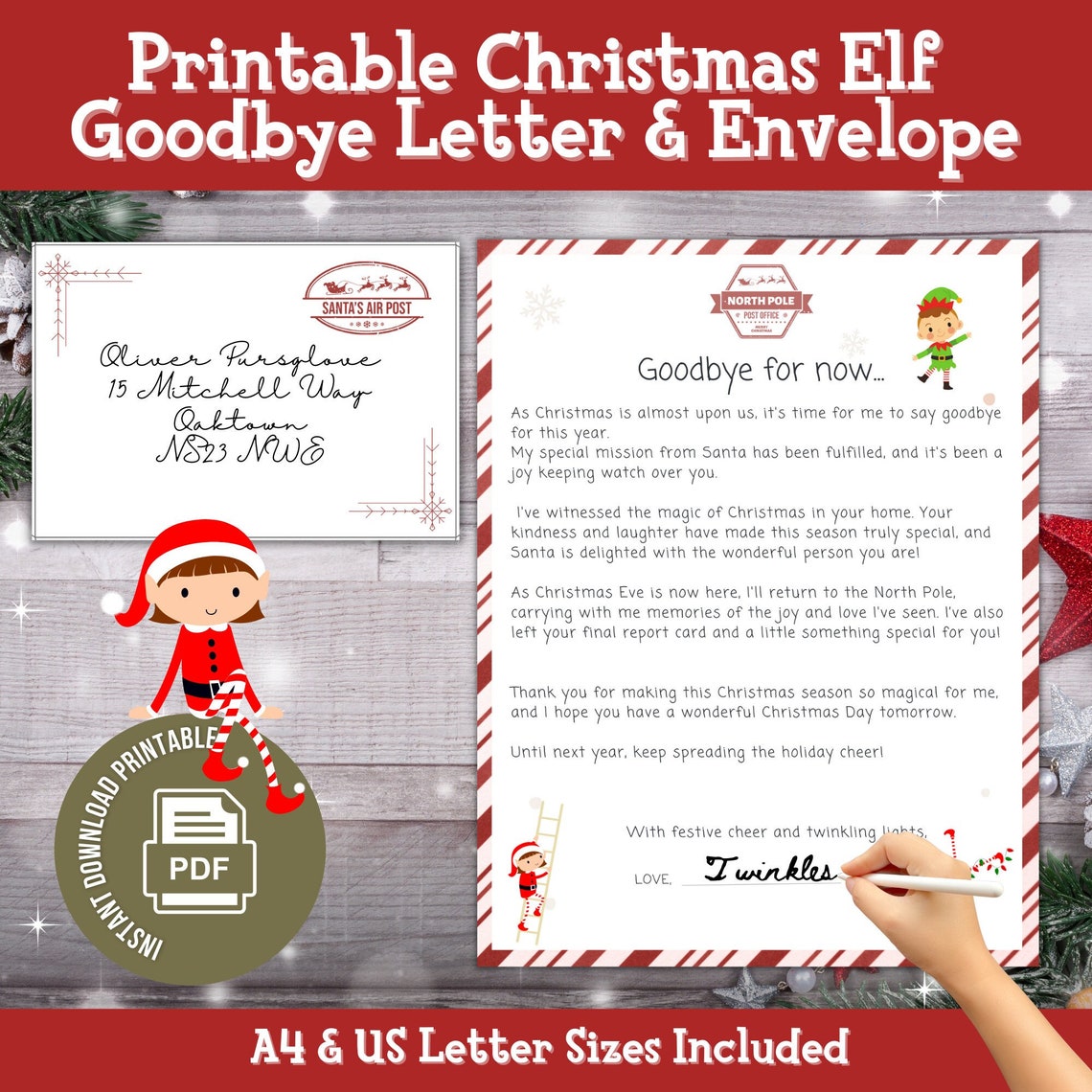 Christmas Elf Goodbye Letter, Christmas Elf Departure, Going Away ...