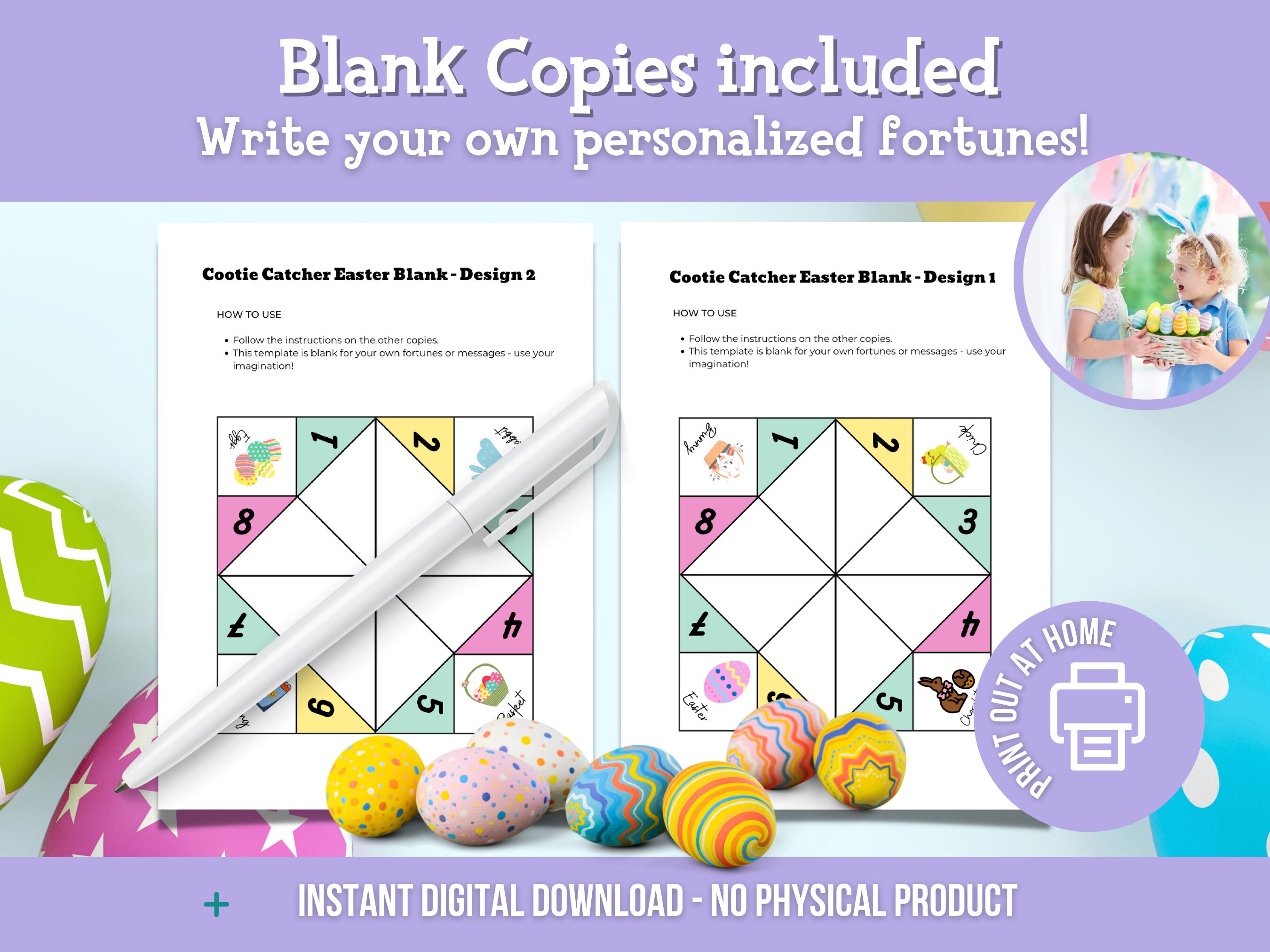 Easter Fortune Teller, Cootie Catcher, Chatterbox, Party Favor, Kids ...