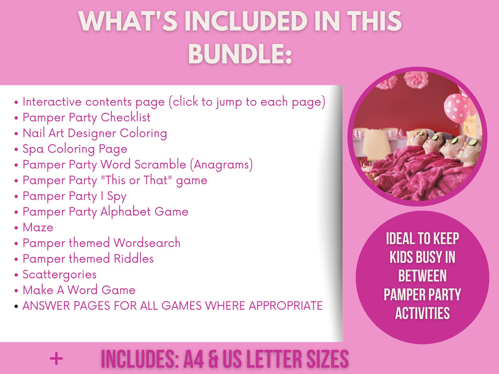 Spa Party Activity Bundle Printable Kids Pamper Party Games Birthday ...