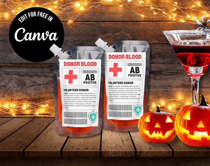 Blood Bag Label Halloween or Sci-fi Decoration - Etsy