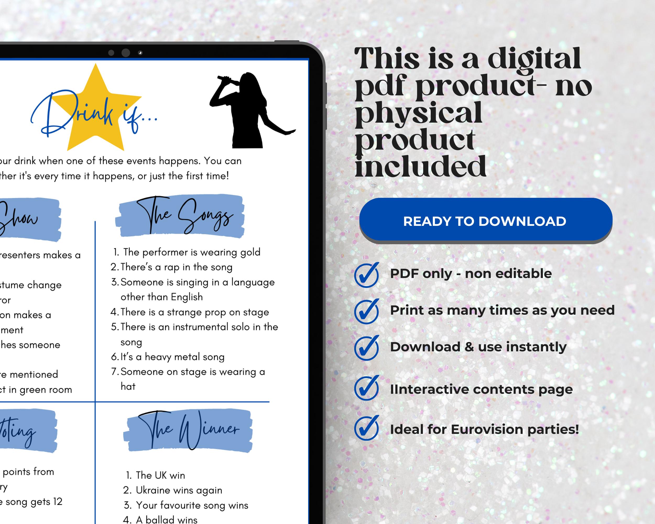 Eurovision Party Games Bundle 2025 Eurovision Sweepstake Trivia Bingo ...