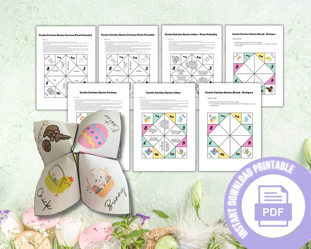 Easter Fortune Teller, Cootie Catcher, Chatterbox, Party Favor, Kids ...