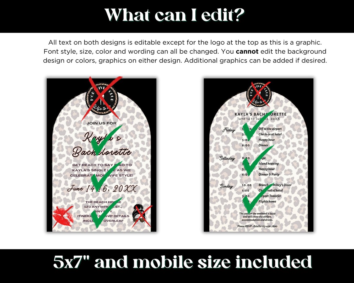 Mob Wife Bachelorette Party Invitation Editable Canva Template ...