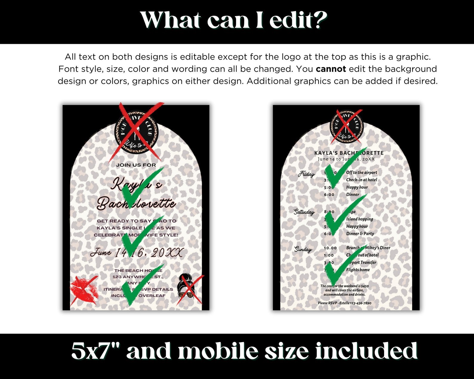 Mob Wife Bachelorette Party Invitation Editable Canva Template ...