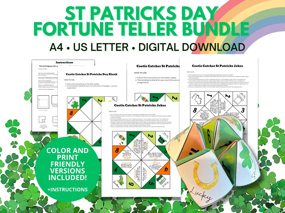 St Patrick's Day Fortune Teller Bundle Cootie Catcher Chatterbox Paper ...