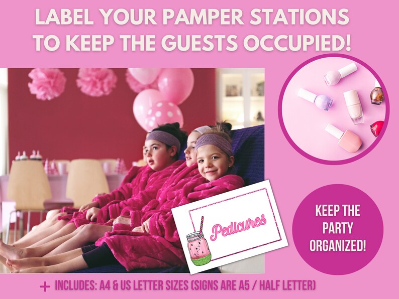 Spa Party Activity Signs, Printable Signs for Pamper Party, Tween ...
