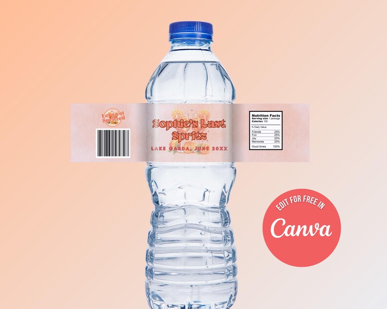 Editable Bachelorette Party Water Bottle Label Canva Template, Lets Get ...