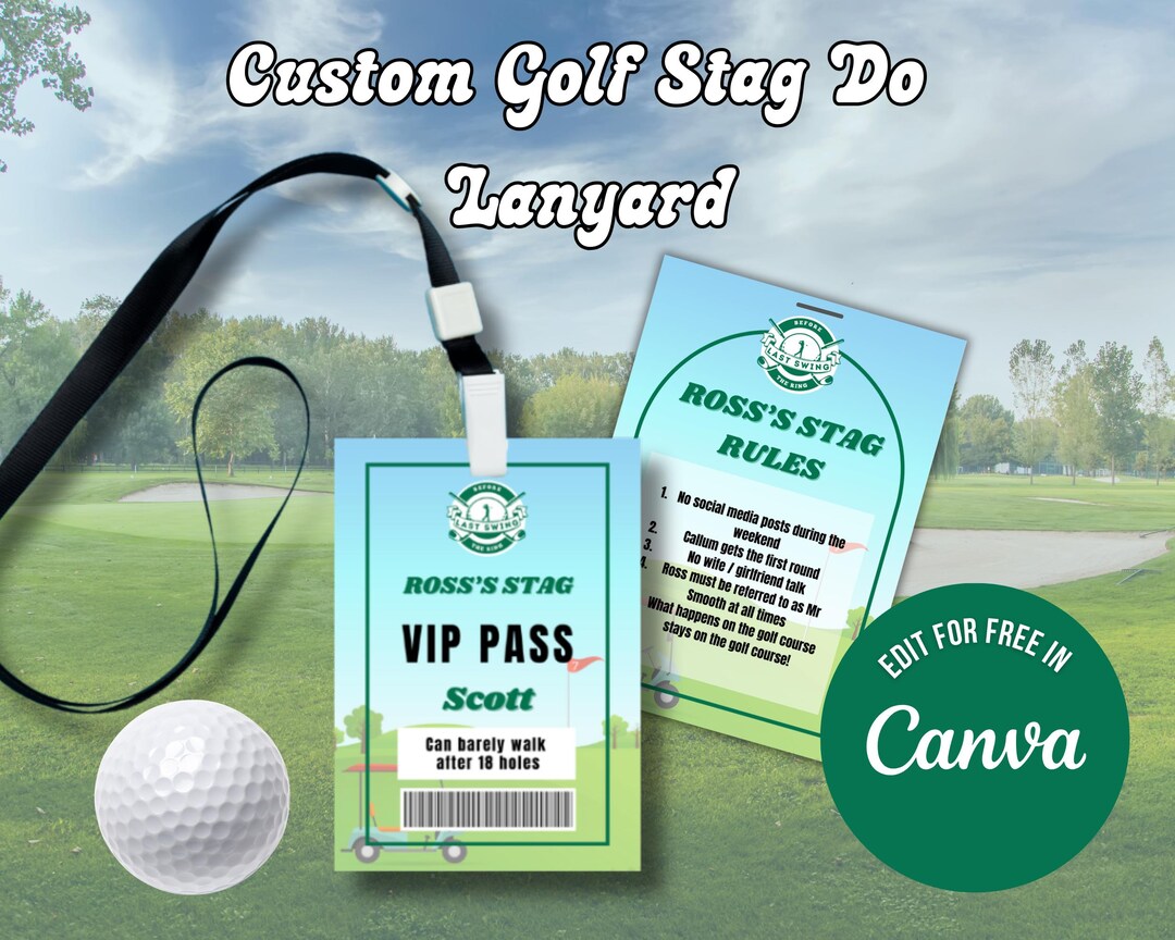 Editable Golf Pass Stag Do Last Swing Before the Ring Bachelor Party ...