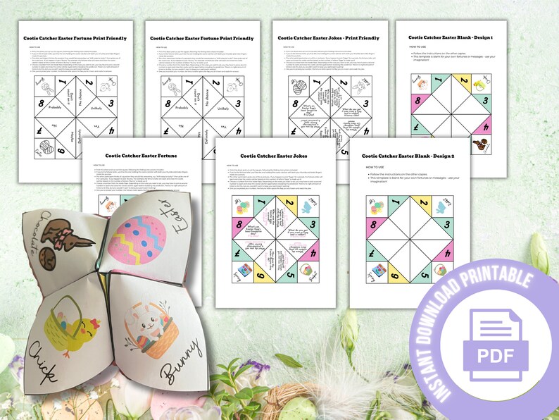 Easter Fortune Teller, Cootie Catcher, Chatterbox, Party Favor, Kids ...