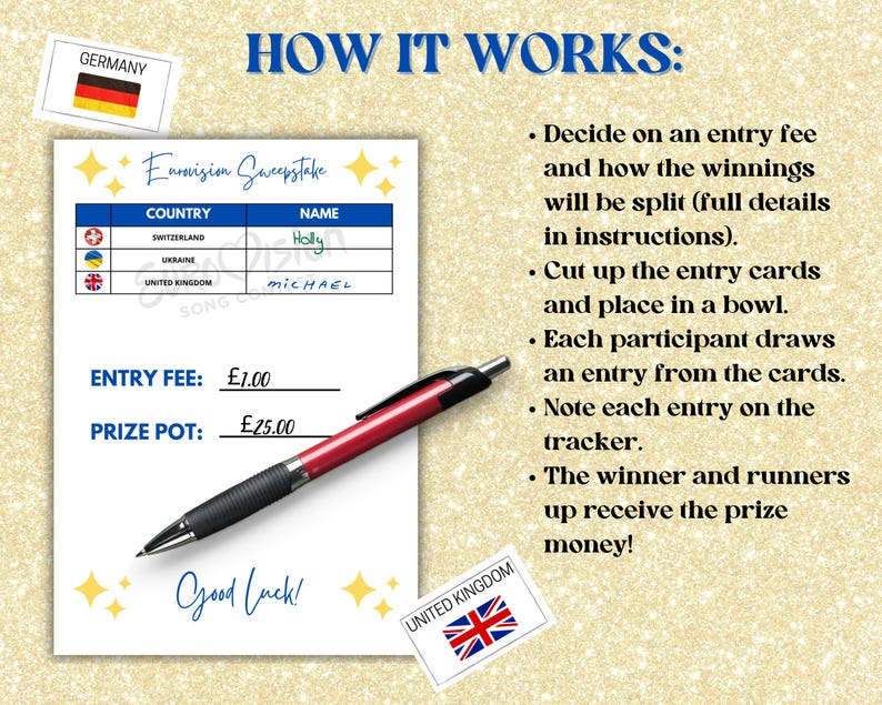Eurovision Song Contest Vienna 2026 Sweepstake Kit | Printable ...